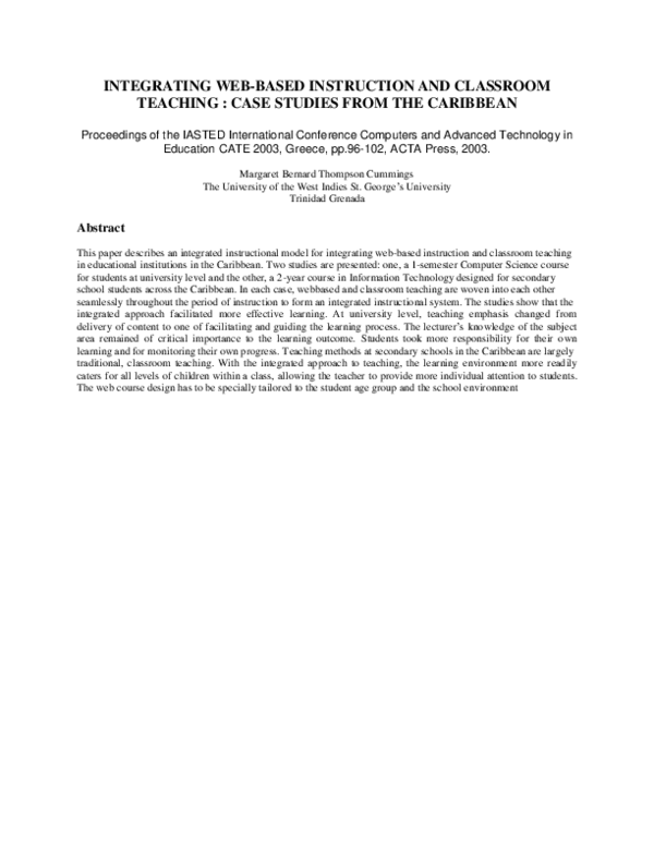 (PDF) Integrating web-based instruction and classroom teaching : Case ...