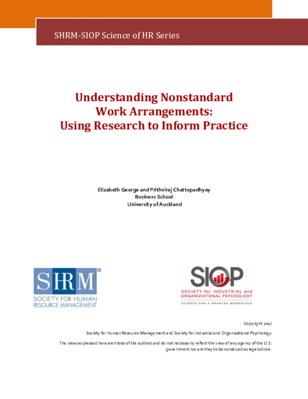 (PDF) Understanding nonstandard work arrangements: Using research to ...