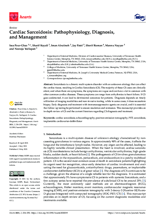 (PDF) Cardiac Sarcoidosis: Pathophysiology, Diagnosis, and Management ...