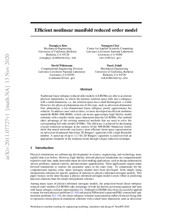 (PDF) Efficient nonlinear manifold reduced order model