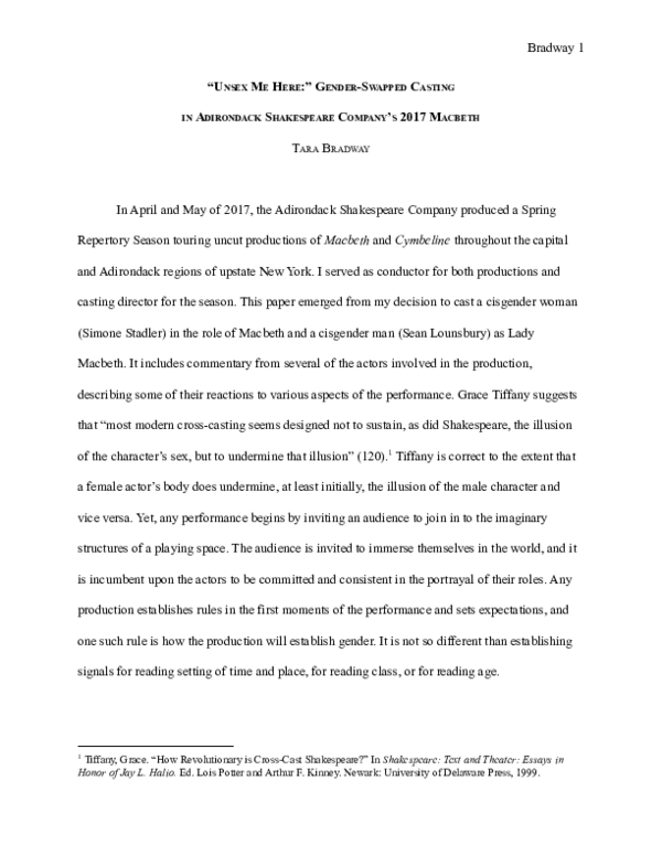 (PDF) "Unsex Me Here:" Gender-Swapped Casting in Adirondack Shakespeare ...