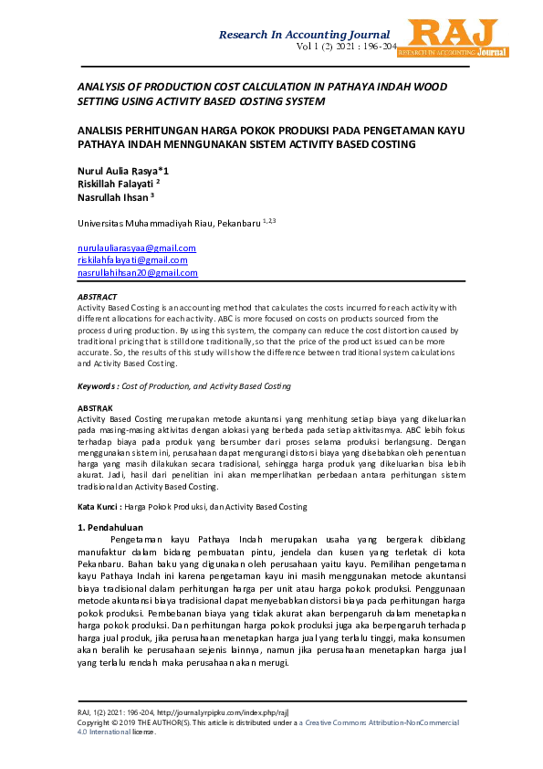 (PDF) Analisis Perhitungan Harga Pokok Produksi Pada Pengetaman Kayu ...
