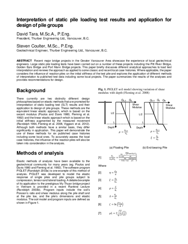 (PDF) Interpretation of static pile loading test results and ...