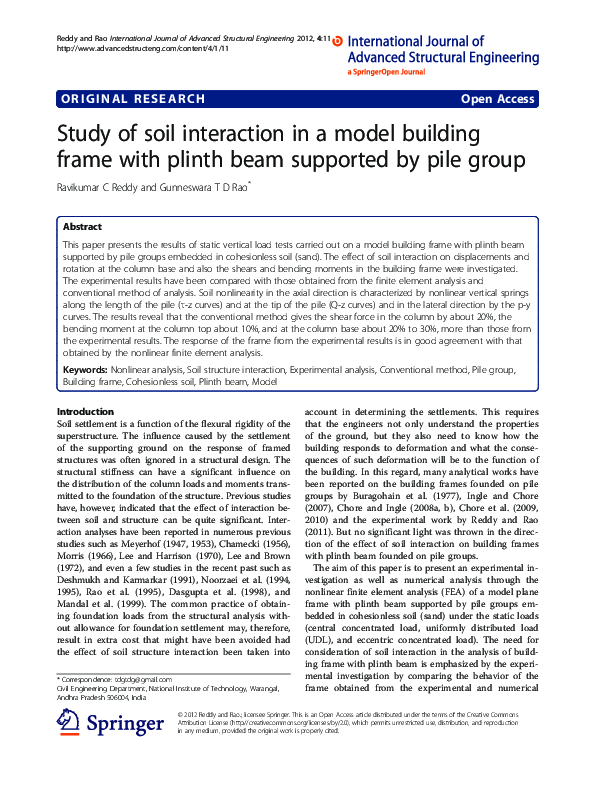 (PDF) Study of soil interaction in a model building frame with plinth ...