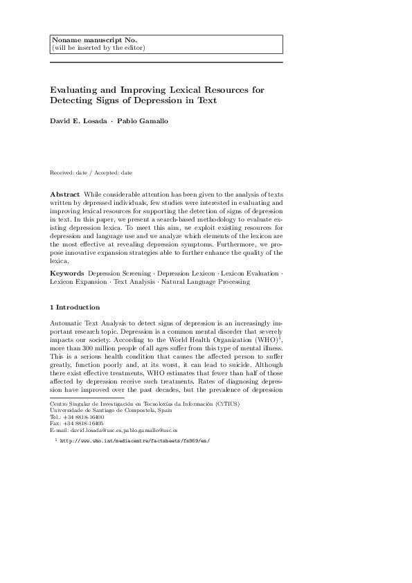 (PDF) Evaluating and improving lexical resources for detecting signs of ...