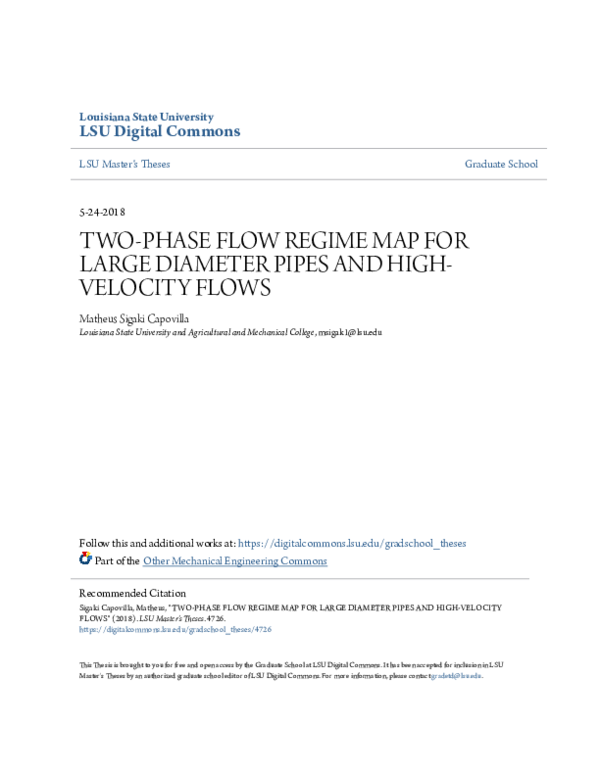 (PDF) Two-Phase Flow Regime Map for Large Diameter Pipes and High ...
