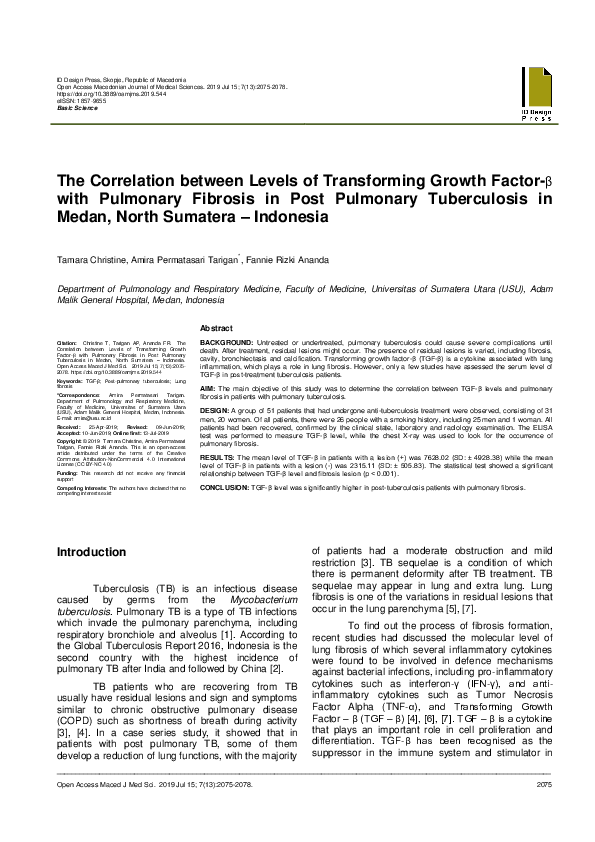 (PDF) Correlation between Levels of Transforming Growth Factor Beta 1 (TGF-β1) serum with ...