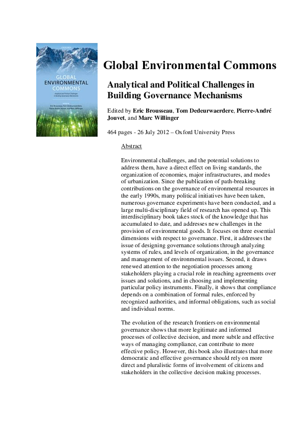 (PDF) Governance of Global Environmental Commons
