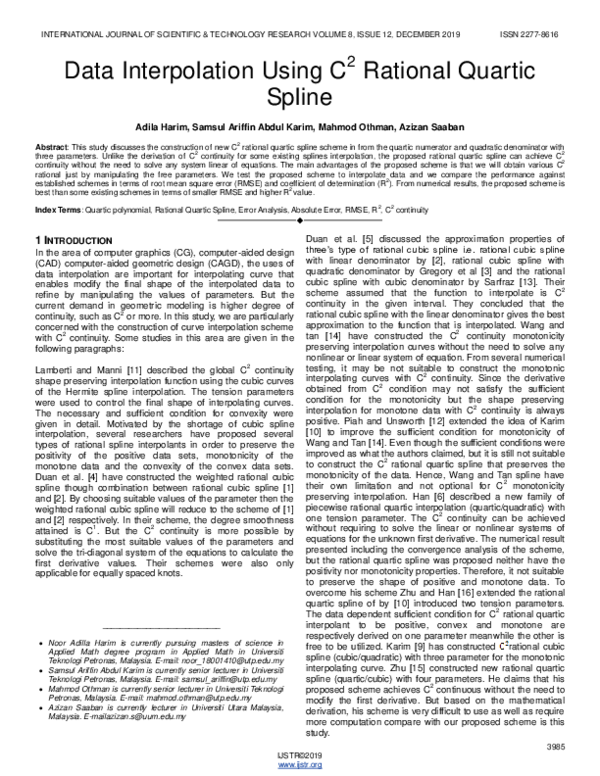 (PDF) Rational Quartic Spline