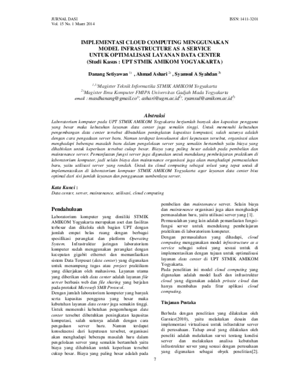 (PDF) IMPLEMENTASI CLOUD COMPUTING MENGGUNAKAN MODEL INFRASTRUCTURE AS A SERVICE UNTUK ...