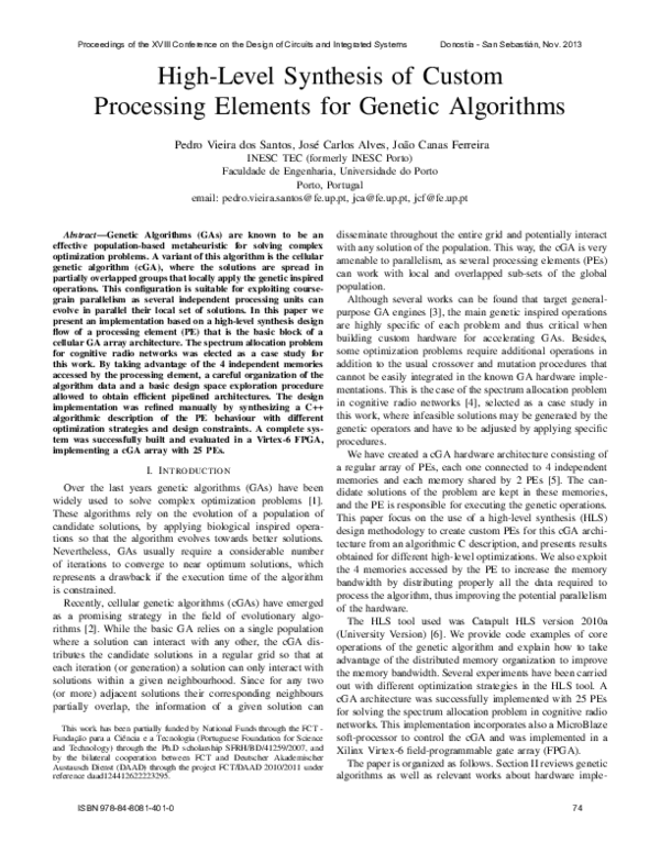 (PDF) High-Level Synthesis of Custom Processing Elements for Genetic Algorithms