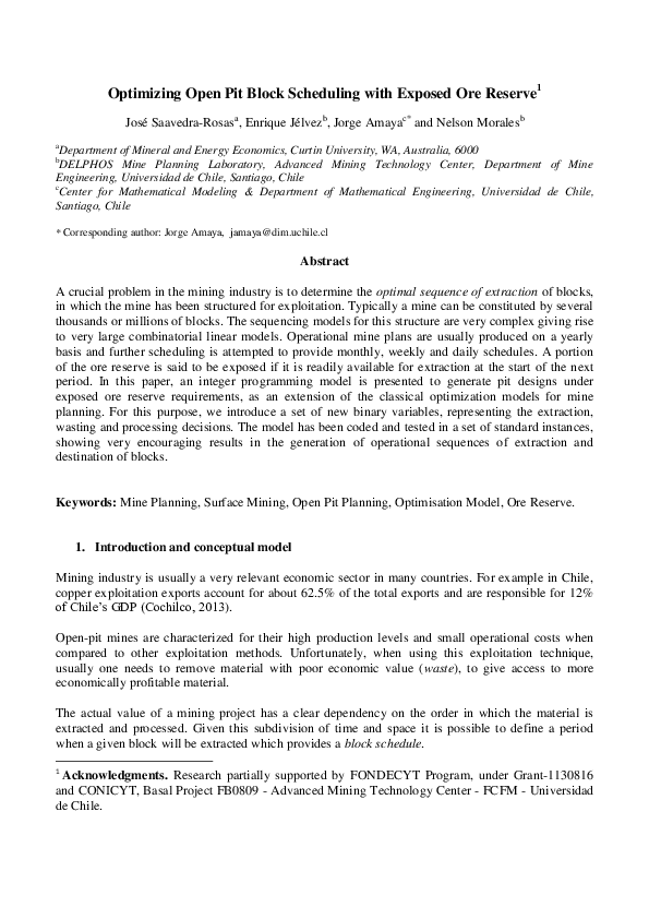 (PDF) Optimizing open-pit block scheduling with exposed ore reserve