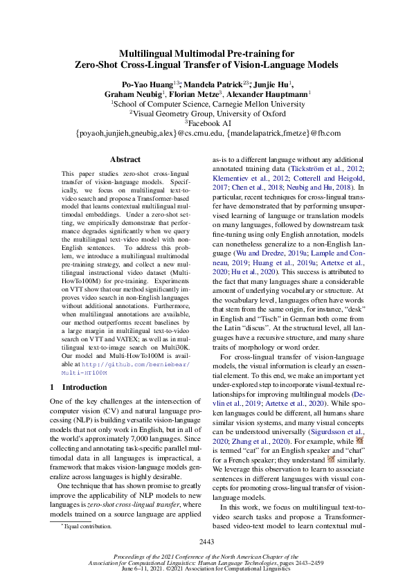 (PDF) Multilingual Multimodal Pre-training for Zero-Shot Cross-Lingual Transfer of Vision ...