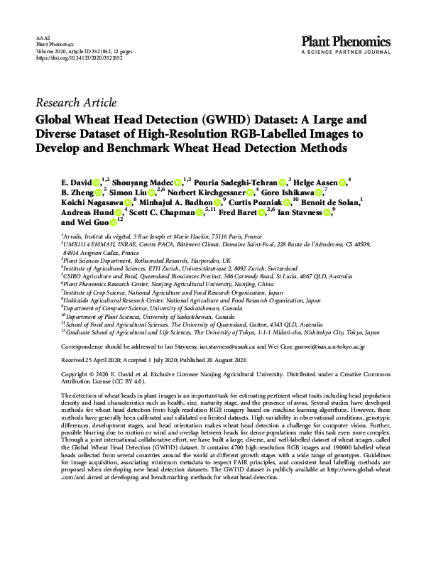 (PDF) Global Wheat Head Detection (GWHD) Dataset: A Large and Diverse ...