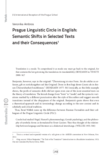 (PDF) Prague Linguistic Circle in English: semantic shifts in selected ...