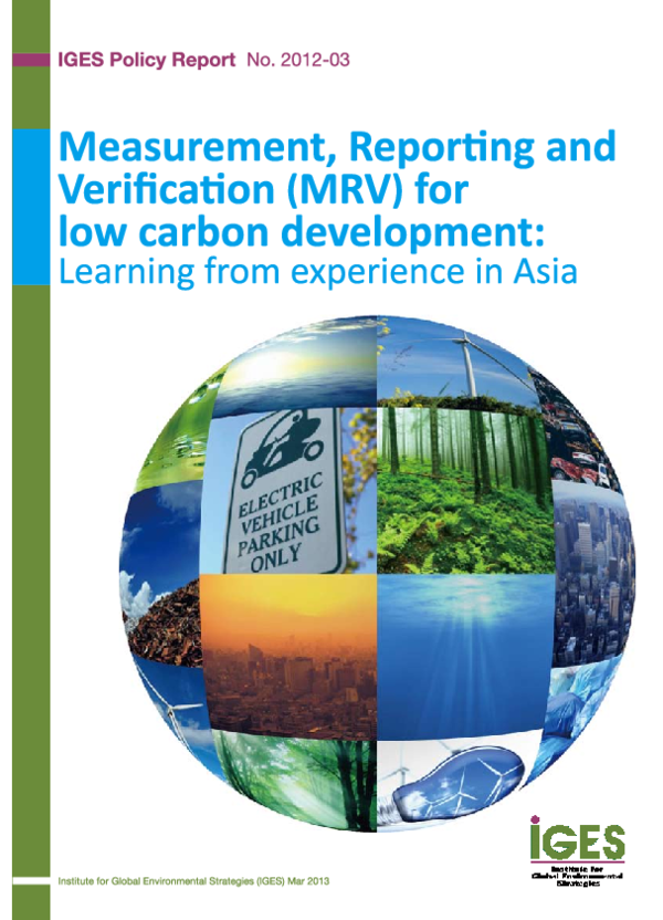 (PDF) Measurement, Reporting, and Verification (MRV) for low carbon ...