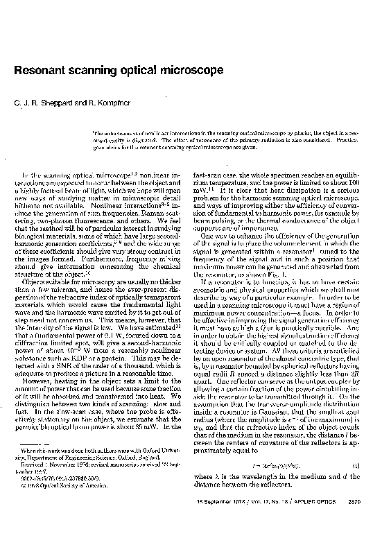 (PDF) Resonant scanning optical microscope