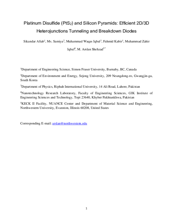 (PDF) Platinum Disulfide (PtS2) and Silicon Pyramids: Efficient 2D/3D ...