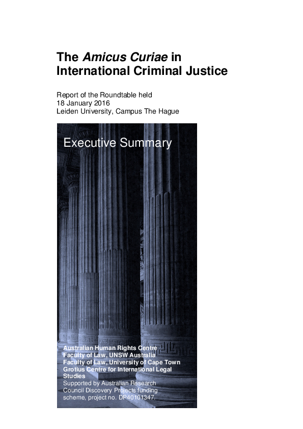 (PDF) The Amicus Curiae in International Criminal Justice
