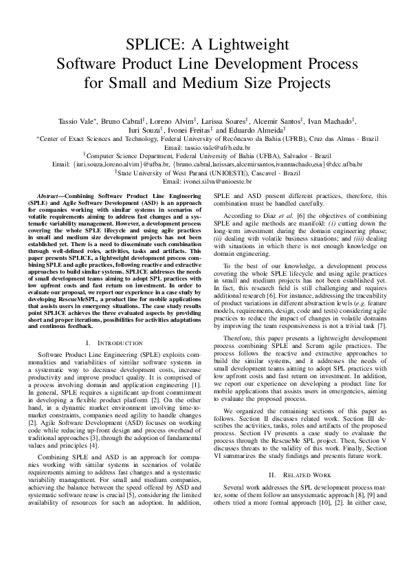 (PDF) SPLICE: A Lightweight Software Product Line Development Process ...