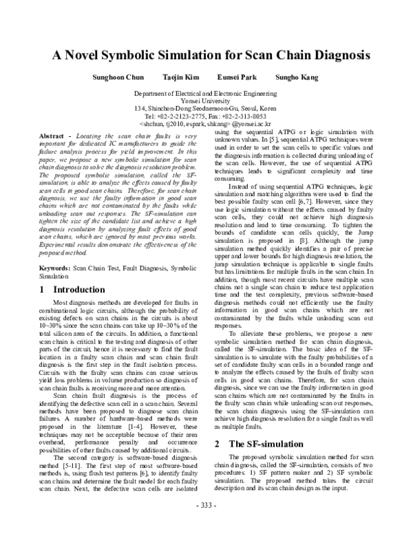 (PDF) A Novel Symbolic Simulation for Scan Chain Diagnosis