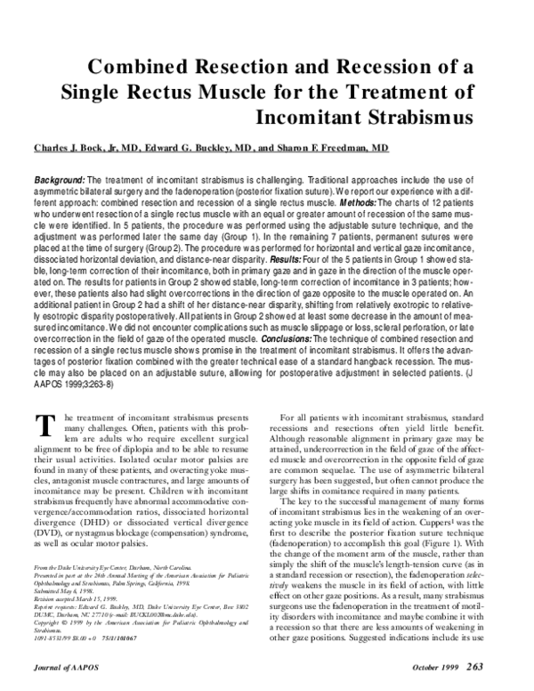 (PDF) Surgical Correction of Incomitant Strabismus