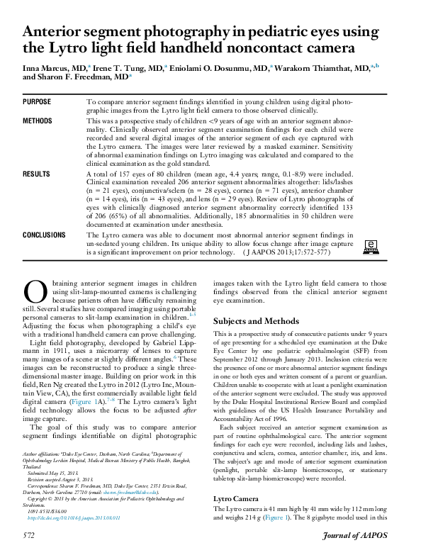 (PDF) Anterior segment photography in pediatric eyes using the Lytro ...