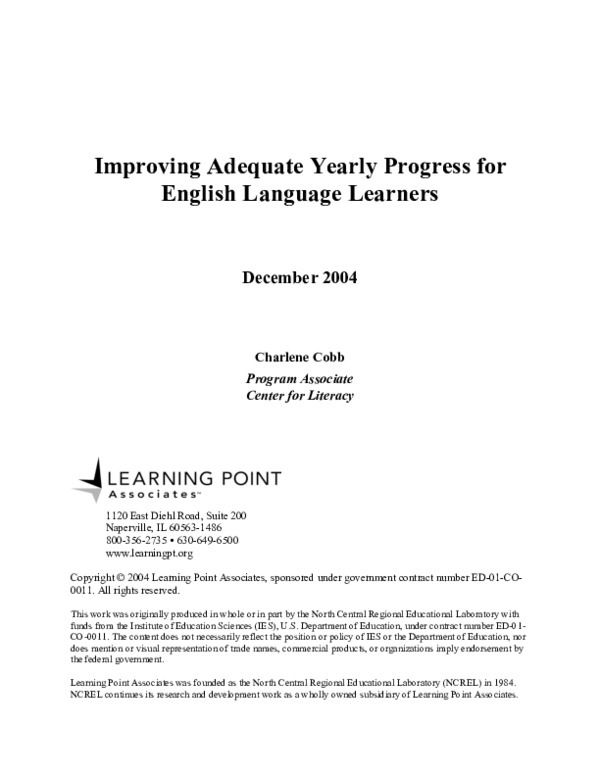 (PDF) Improving Adequate Yearly Progress for English Language Learners