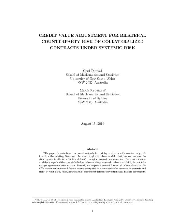 (PDF) Credit Value Adjustment for Bilateral Counterparty Risk of ...