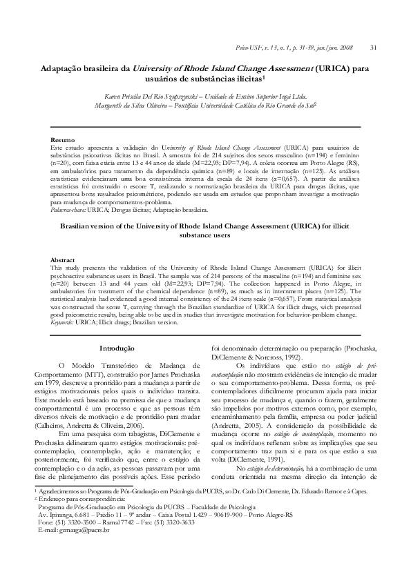 (PDF) Brasilian version of the University of Rhode Island Change ...