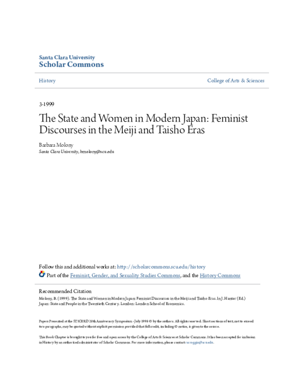 (PDF) The State and Women in Modern Japan: Feminist Discourses in the ...