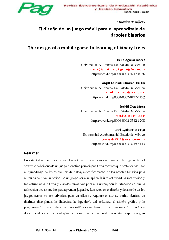 (PDF) El diseño de un juego móvil para el aprendizaje de árboles ...