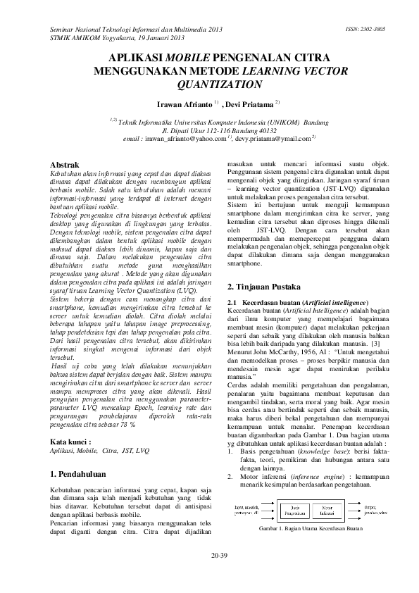 (PDF) Aplikasi Mobile Pengenalan Citra Menggunakan Metode Learning ...