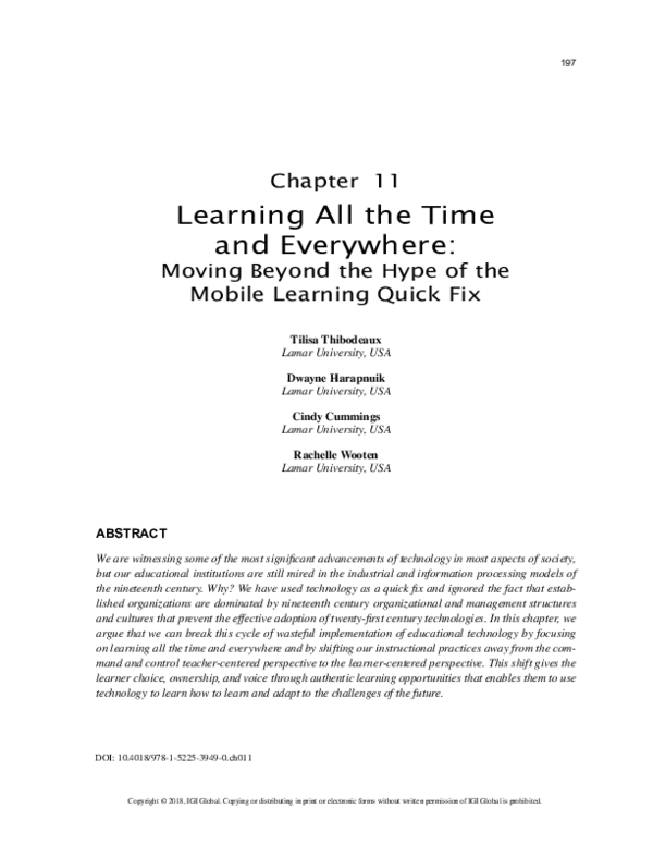 (PDF) Learning All the Time and Everywhere