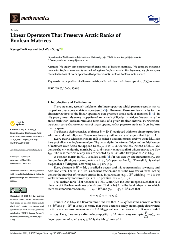 Pdf Linear Operators That Preserve Arctic Ranks Of Boolean Matrices 