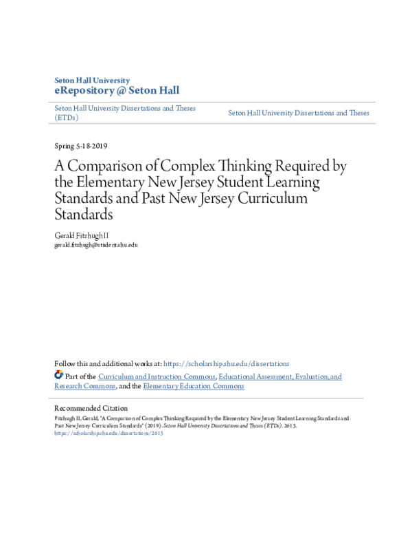 (PDF) A Comparison of Complex Thinking Required by the Elementary New ...