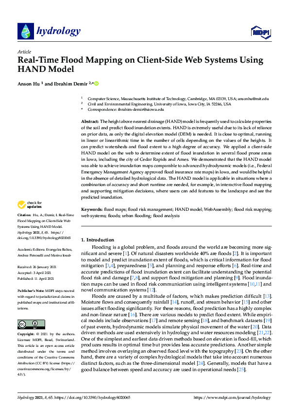 (PDF) Real-Time Flood Mapping on Client-Side Web Systems Using HAND Model