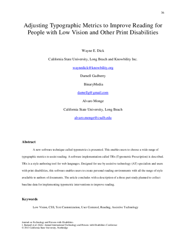 (PDF) Adjusting Typographic Metrics to Improve Reading for People with ...