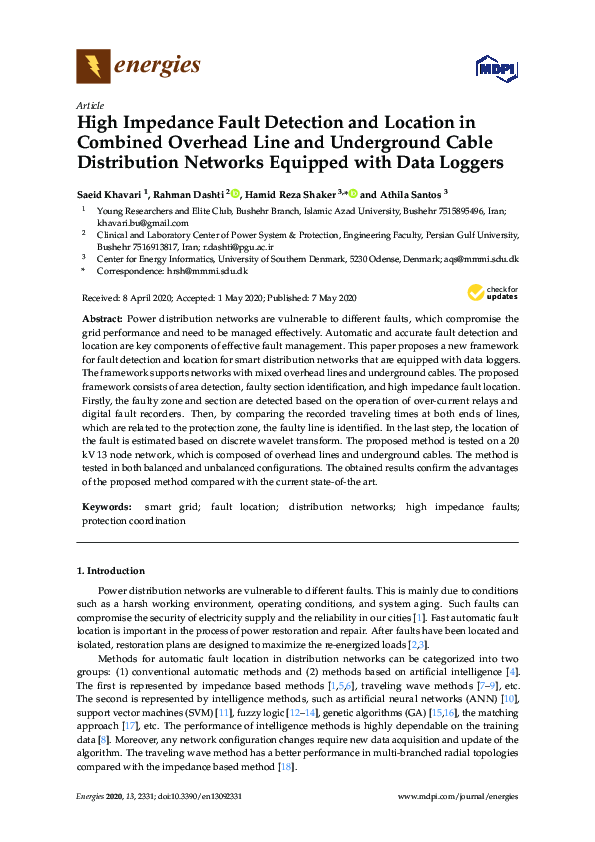 Pdf High Impedance Fault Detection And Location In Combined Overhead Line And Underground