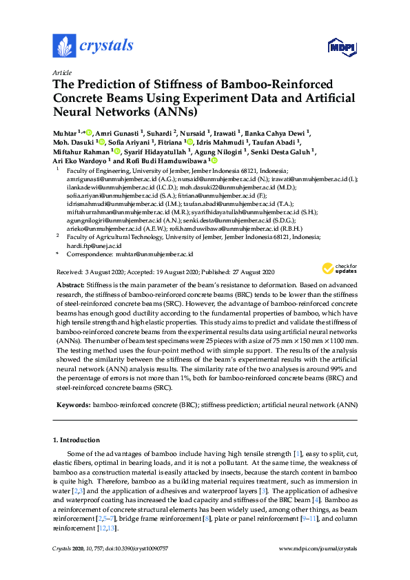 (PDF) The Prediction of Stiffness of Bamboo-Reinforced Concrete Beams Using Experiment Data and ...