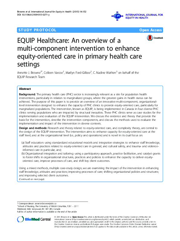 (PDF) EQUIP Healthcare: An overview of a multi-component intervention to enhance equity-oriented ...