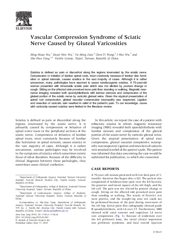 (PDF) Vascular compression syndrome of sciatic nerve caused by gluteal ...