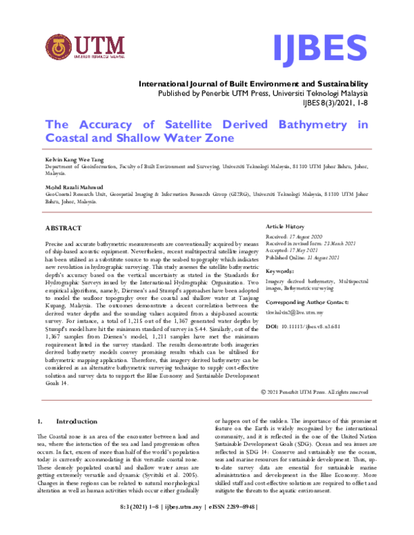 (PDF) The Accuracy of Satellite Derived Bathymetry in Coastal and Shallow Water Zone