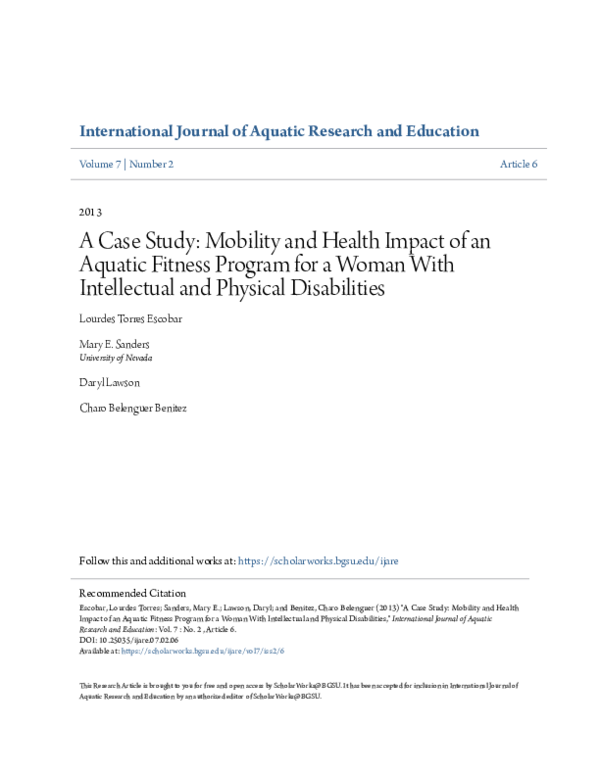(PDF) A Case Study: Mobility and Health Impact of an Aquatic Fitness ...