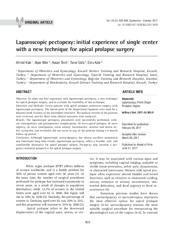 (PDF) Laparoscopic pectopexy: initial experience of single center with a new technique for ...