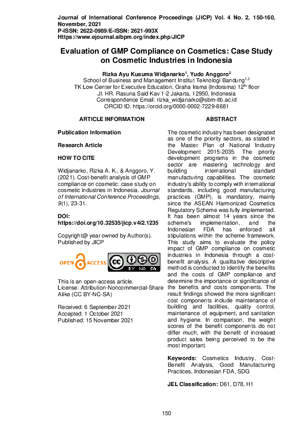 (PDF) Evaluation of GMP Compliance on Cosmetics: Case Study on Cosmetic ...