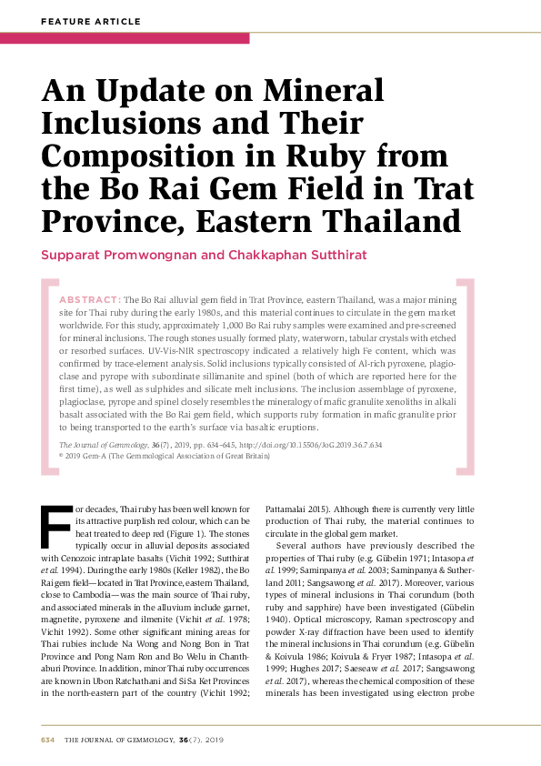 (PDF) An Update on Mineral Inclusions and Their Composition in Ruby ...