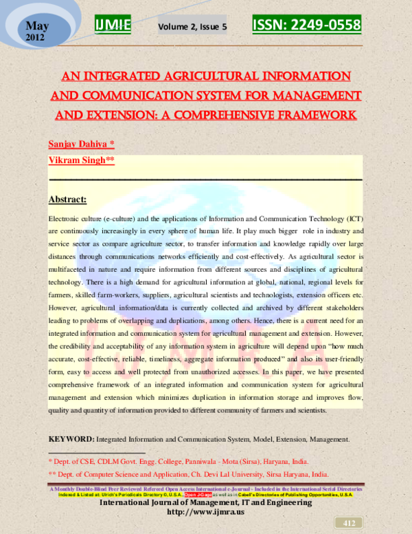 (PDF) An Integrated Agricultural Information and Communication System ...