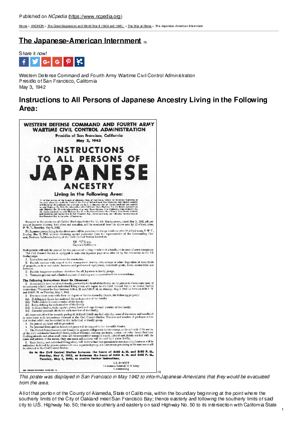 (PDF) Japanese American Internment