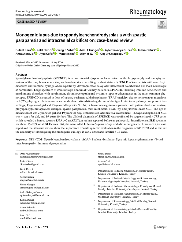 (PDF) Monogenic lupus due to spondyloenchondrodysplasia with spastic ...